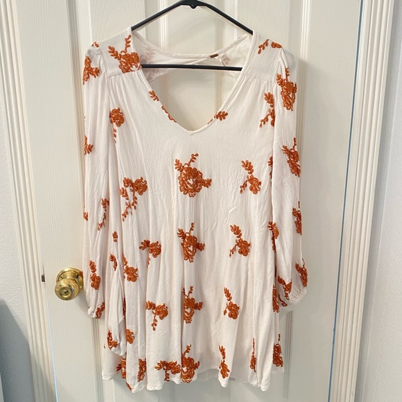Free People | Dresses | Free People Emma Floral Embroidered Boho Dress ...